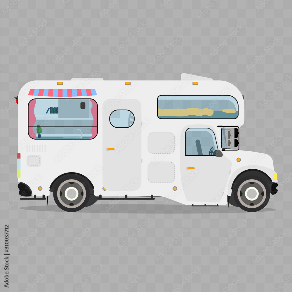 Motor home vector. Motorhome with transparent glasses. Detailed ...