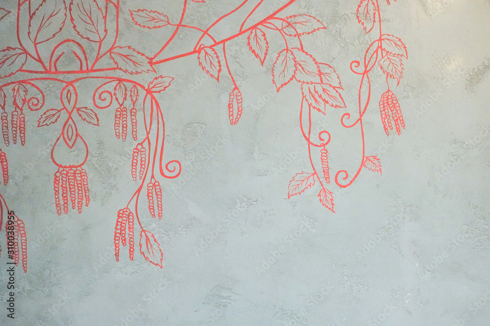 Red birch on white background. The picture red tree on a white ...