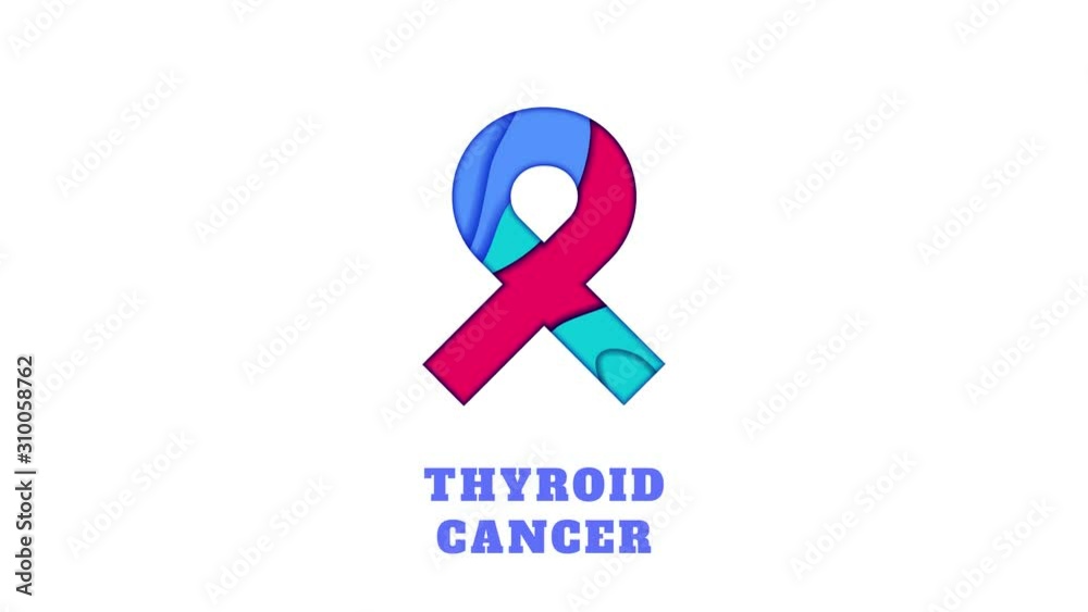Thyroid cancer awareness animation. Teal, pink and blue ribbon made in ...