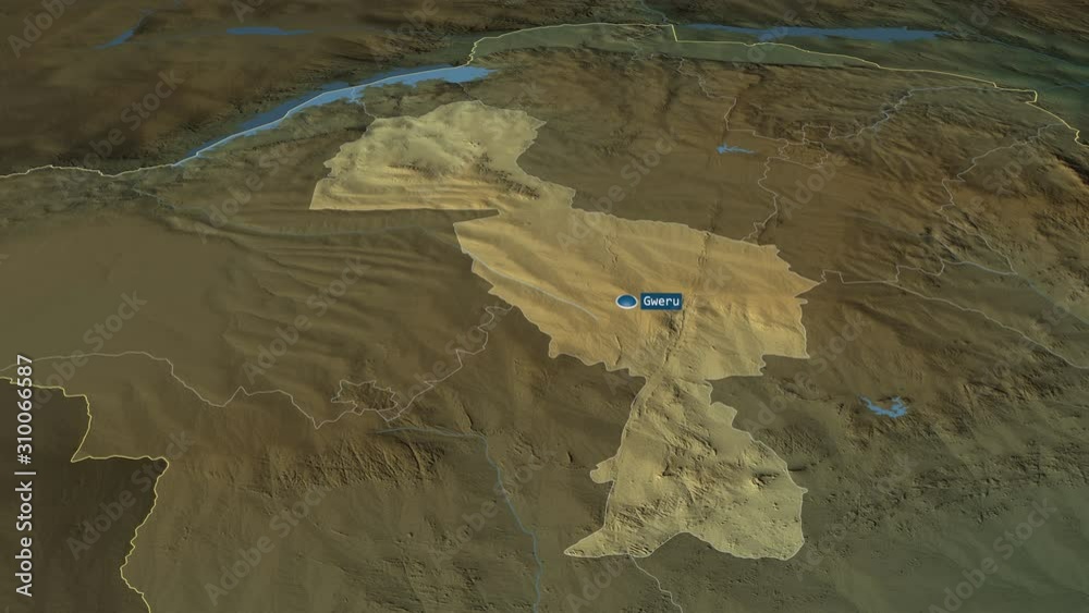 Midlands - province of Zimbabwe with its capital zoomed on the physical ...