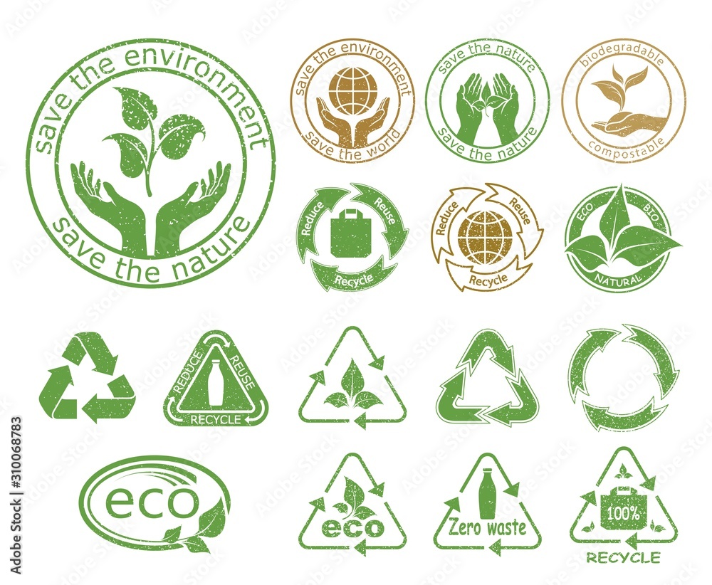 Ecology icons set. Symbols of nature conservation and environmental ...