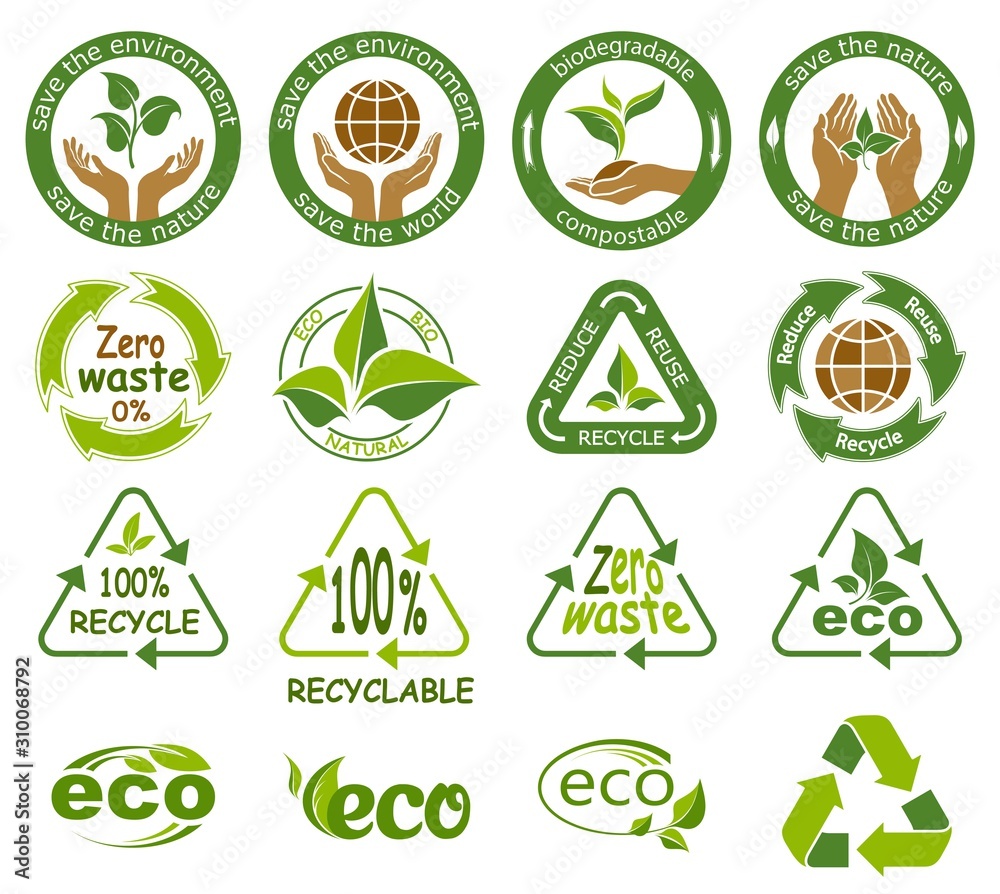 Ecology icons. Symbols of nature conservation and environmental ...