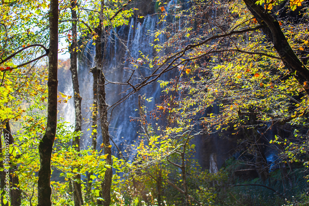 Autumn waterfall landscape Stock Photo | Adobe Stock