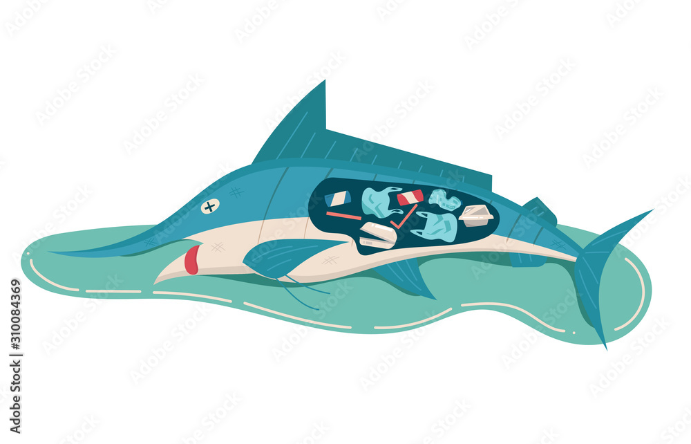 concept of environmental, sea, ocean pollution with plastic waste ...