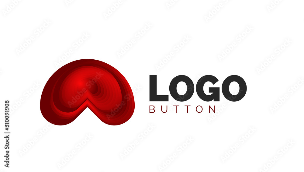 Abstract round shape logo template. Minimal geometrical design, 3d ...