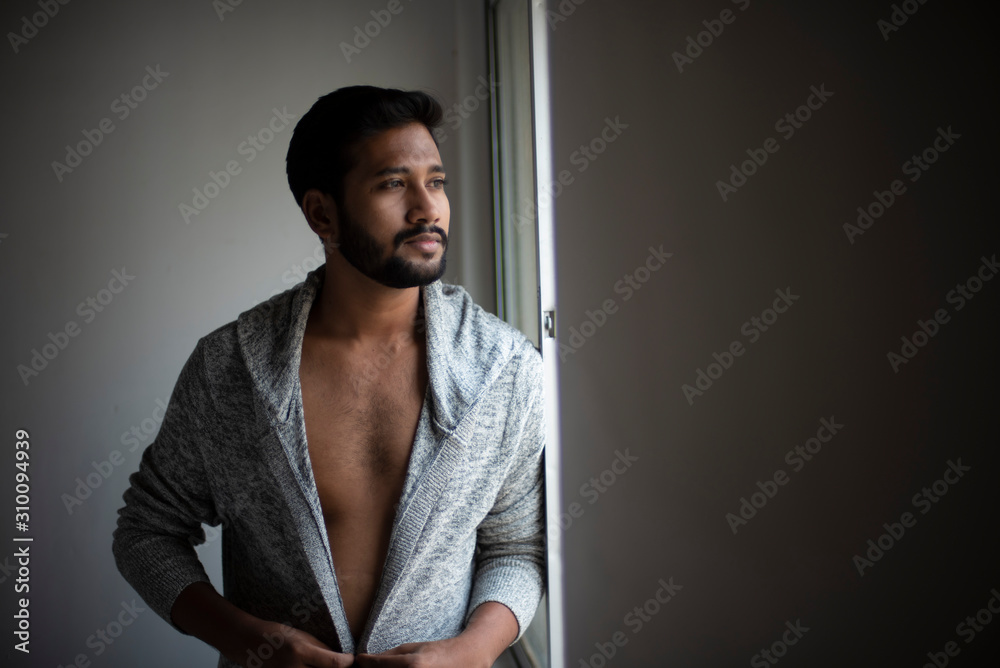 An Young Tall Dark And Handsome Indian Bengali Man In A Front Open