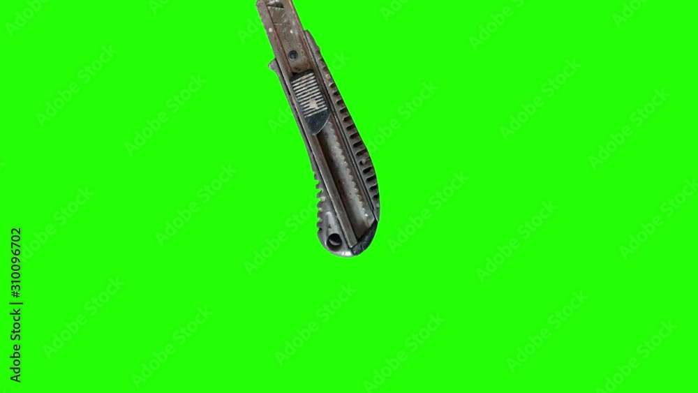 Used vintage handle cutting tool animation on green screen, chroma key ...
