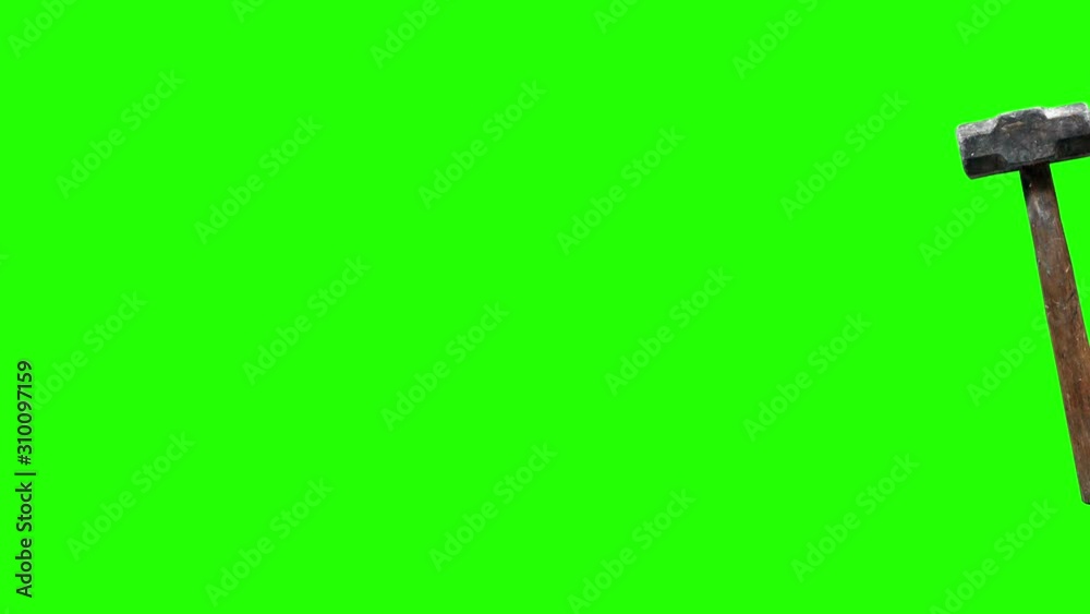 Used vintage hammer tool animation on green screen, chroma key for ...