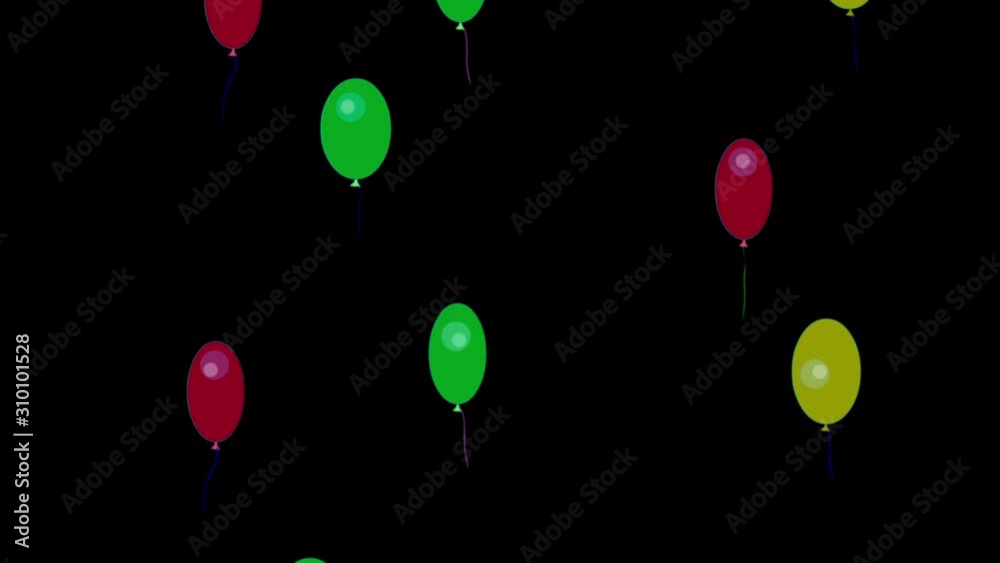 Animation of 2d balloons flying up. Translucent effect against the ...