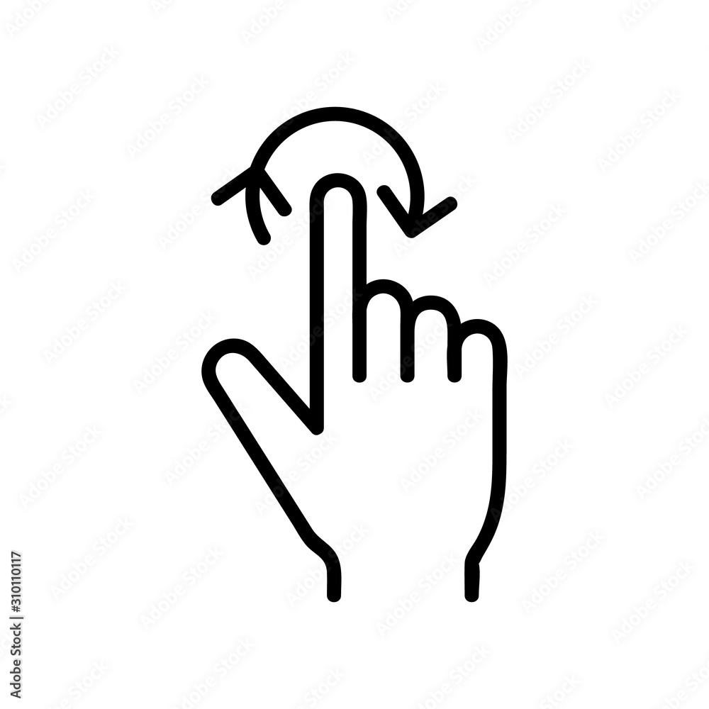 control on the touchscreen icon vector. A thin line sign. Isolated ...