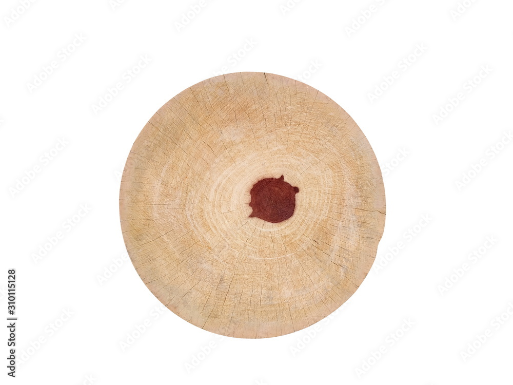Large solid wood chopping block isolated on white background. Stock ...
