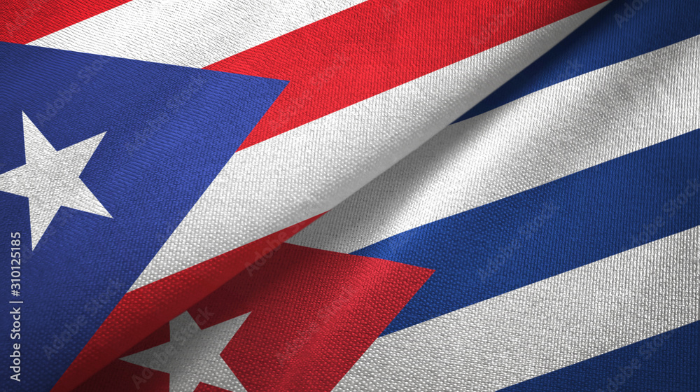 Puerto Rico and Cuba two flags textile cloth, fabric texture Stock ...