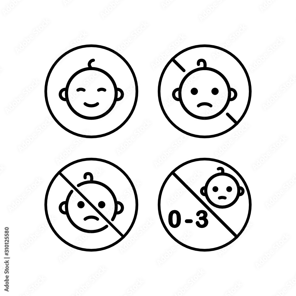 Not Suitable For Children. Vector Icon Set. Stock Vector | Adobe Stock