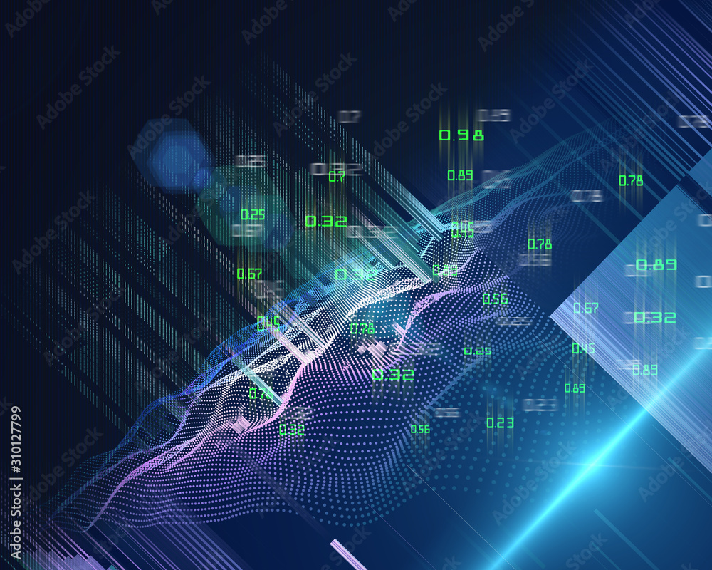 Abstract futuristic concept of predictive analysis. Quantum virtual ...