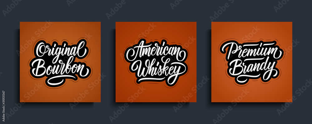 American Whiskey, Original Bourbon, Premium Brandy handwritten labels ...