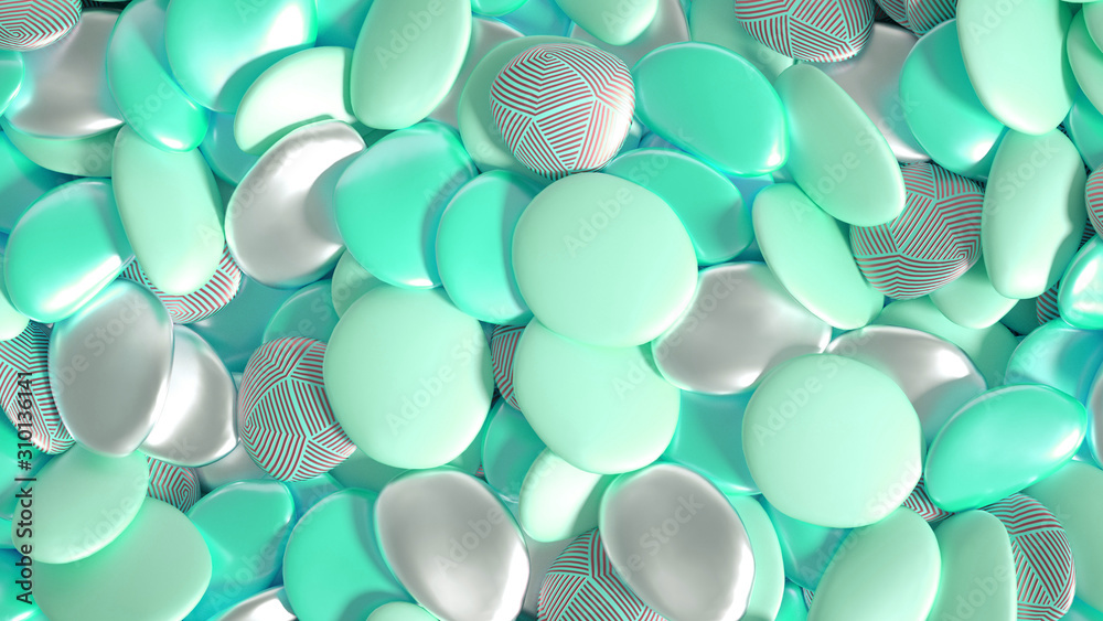 Beautiful background with beads, particles and simulation. 3d ...