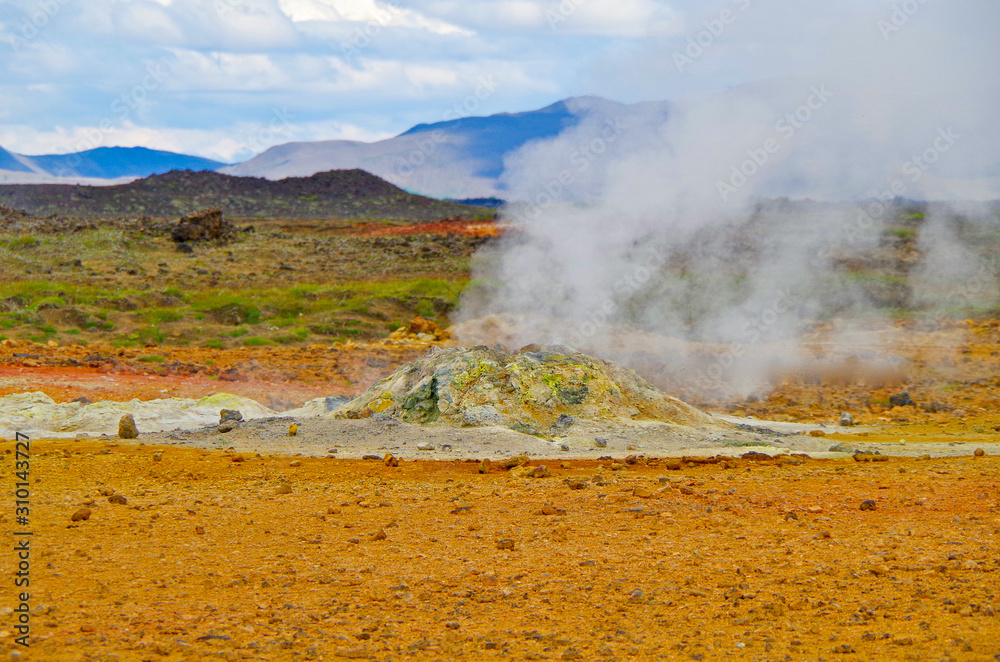 Supernatural landscape at geothermal field Mars like site Hverir ...