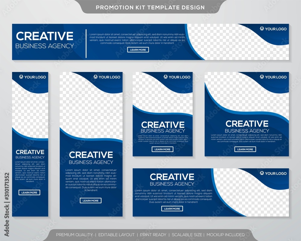 set of promotion kit template with simple layout and abstract style ...