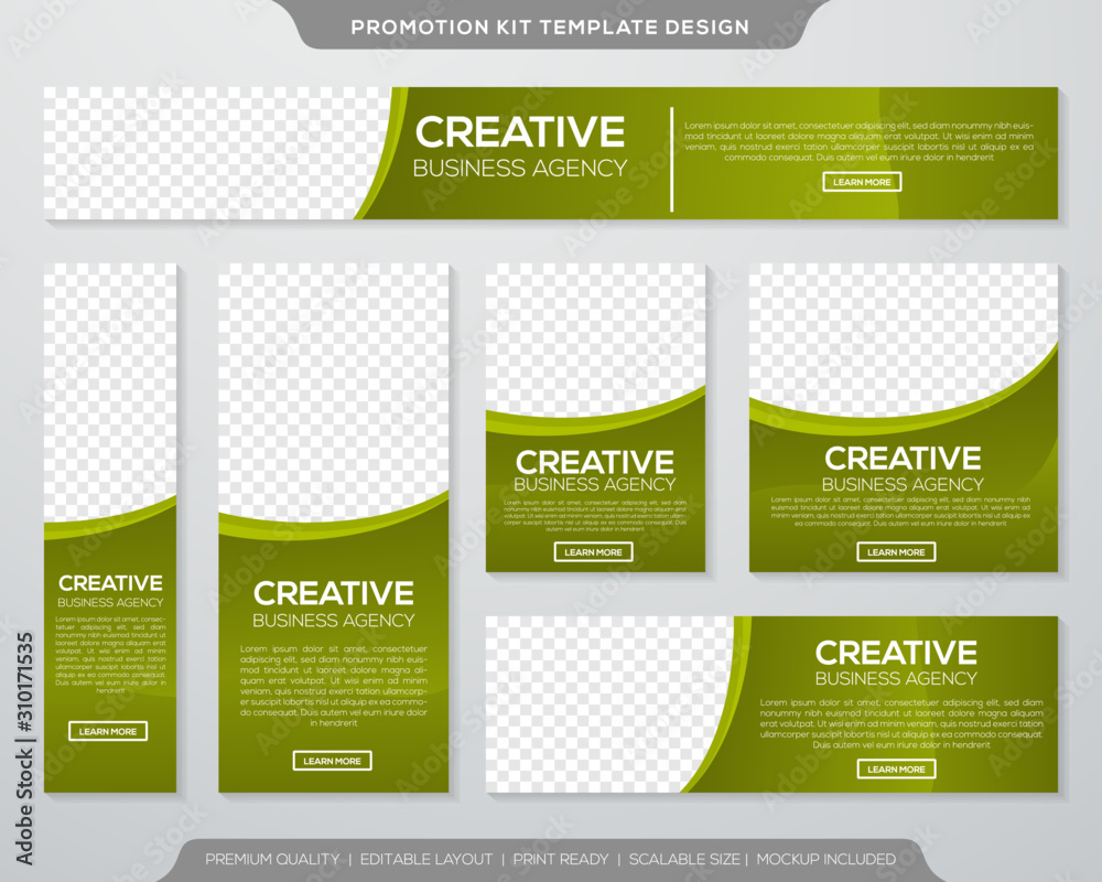 set of promotion kit template with simple layout and abstract style ...
