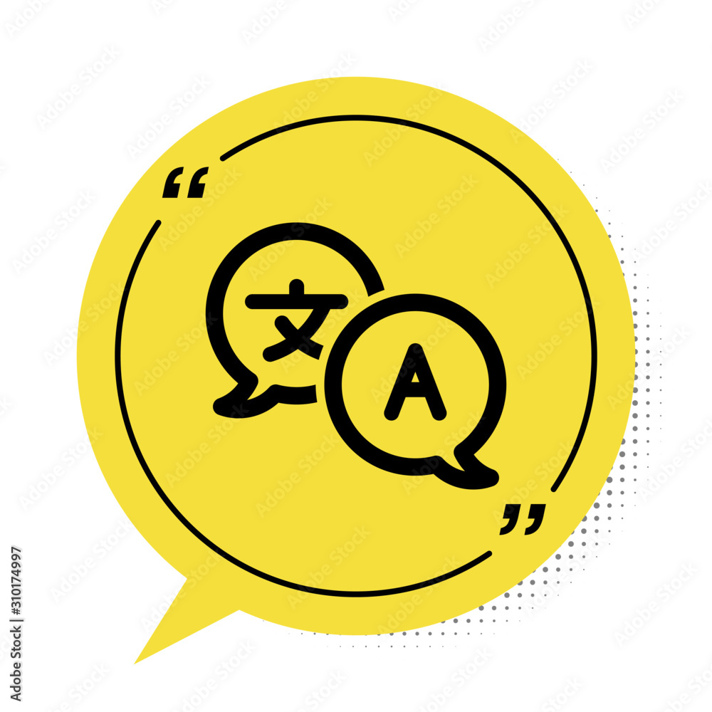 Black Translator icon isolated on white background. Foreign language ...