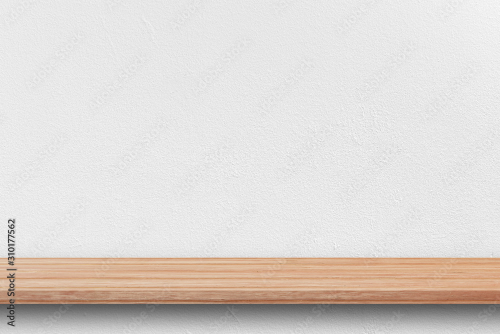 Front view of empty bookshelf and grey wall for product display or ...