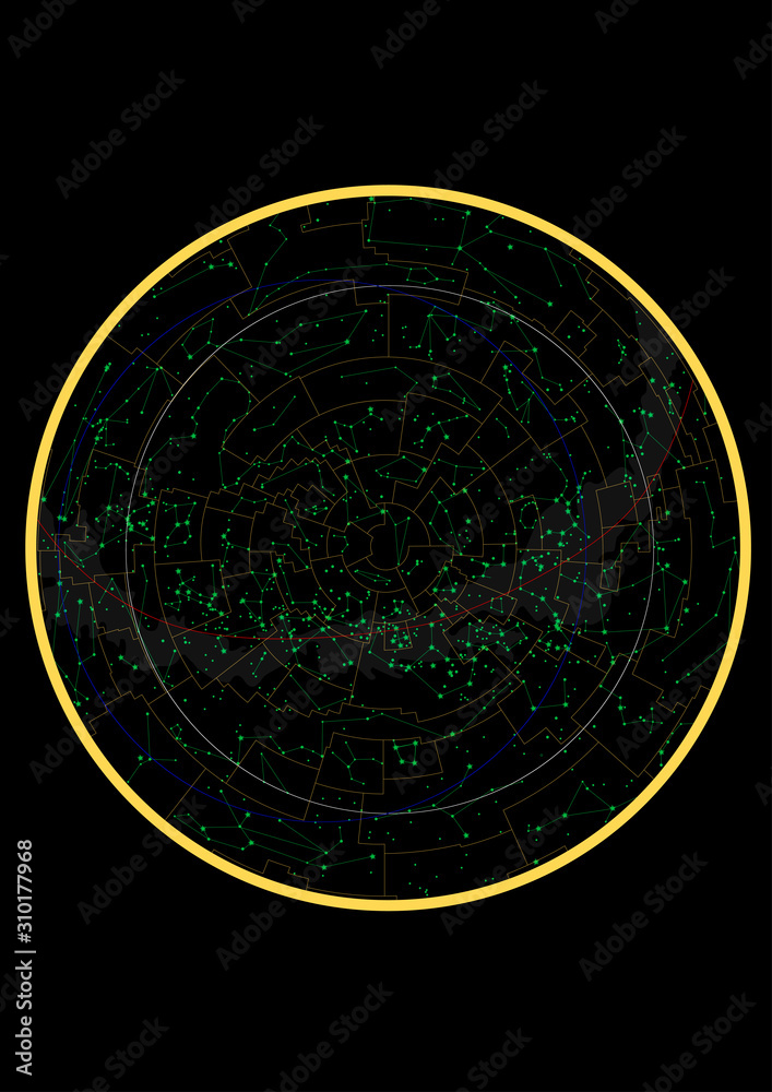 true constellations of the southern hemisphere, star map. Science ...