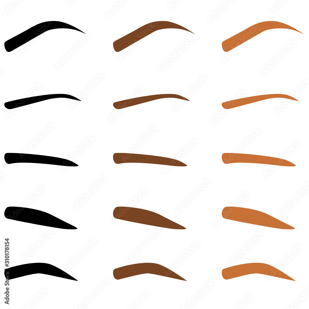 Vector - Set of different Eyebrows In different Shapes and colors ...