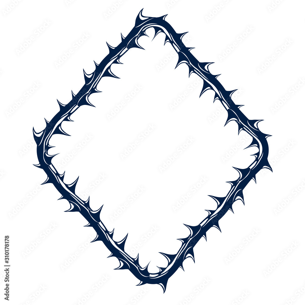 Round frame from thorn, blackthorn vector design element, circle shape ...