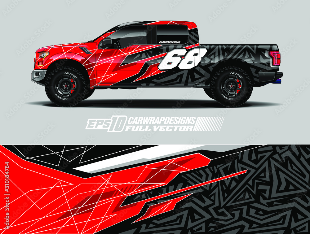 Pick up wrap design vector. Graphic abstract stripe racing background ...