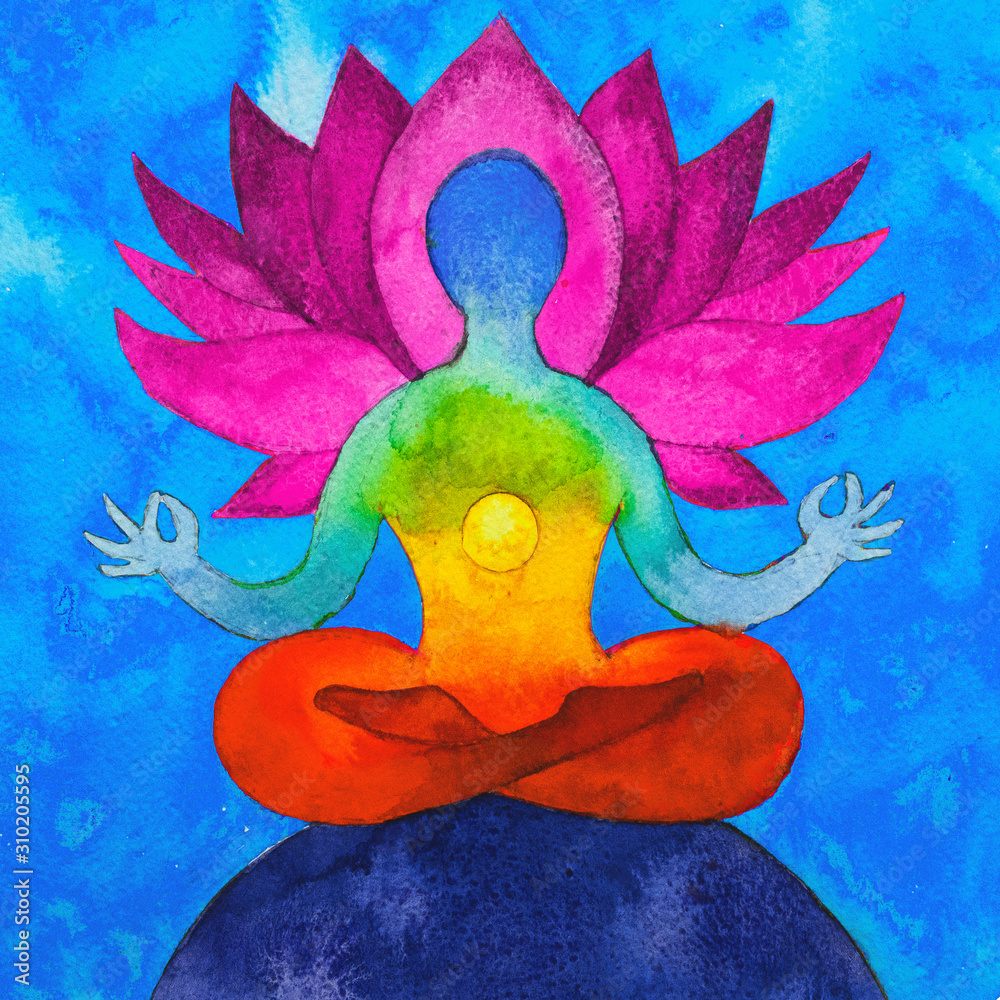 Disegno grafico 7 chakra. Posizione del loto. Yogi. Stock Illustration ...