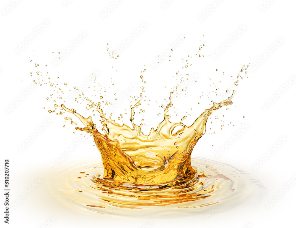 Olive or engine oil splash, cosmetic serum liquid isolated on white ...