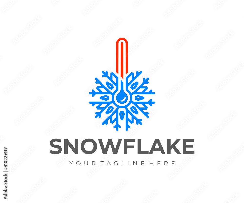 Thermometer shows low temperature logo design. Thermometer scale with ...