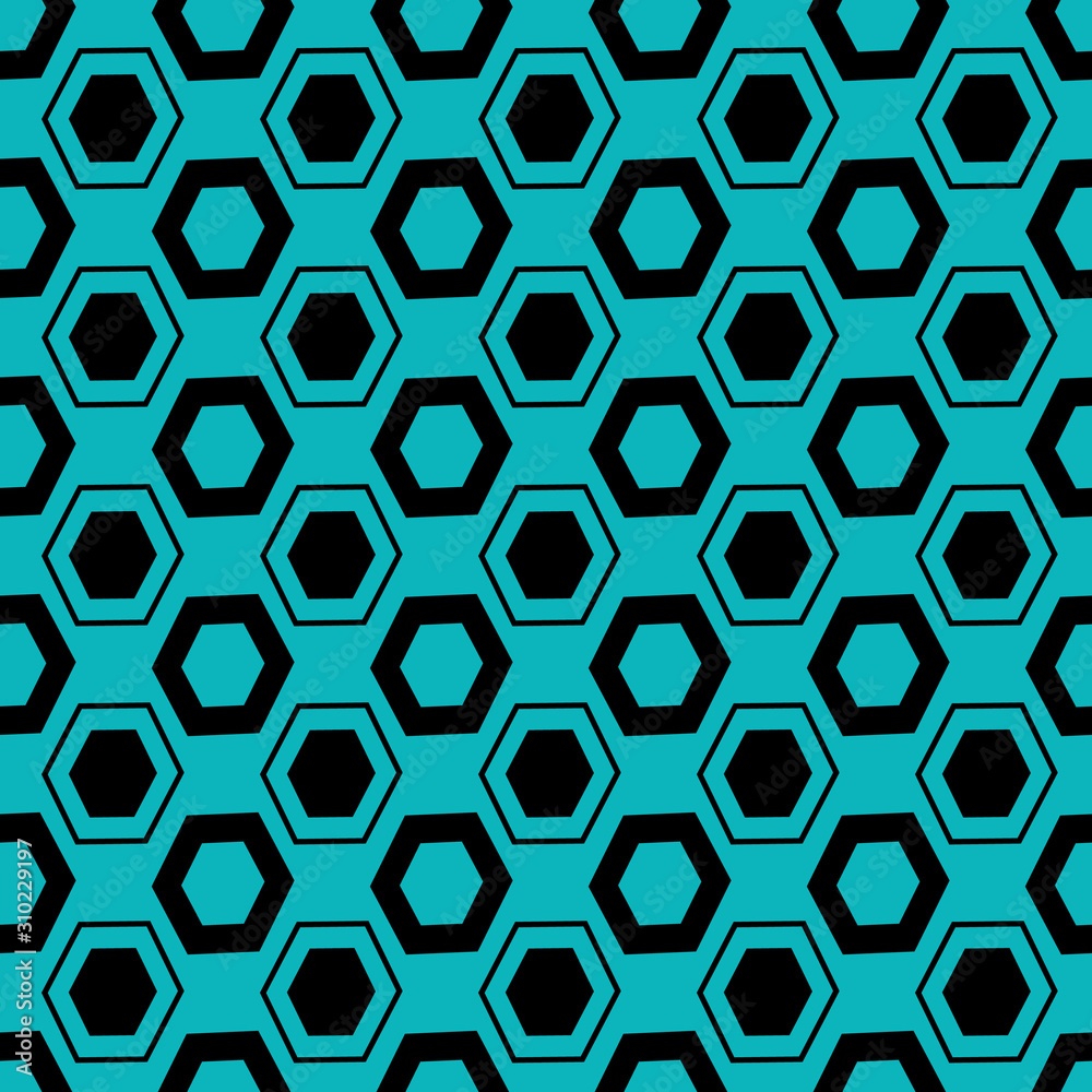 Vector bright blue hexagon shapes seamless pattern background. Perfect ...