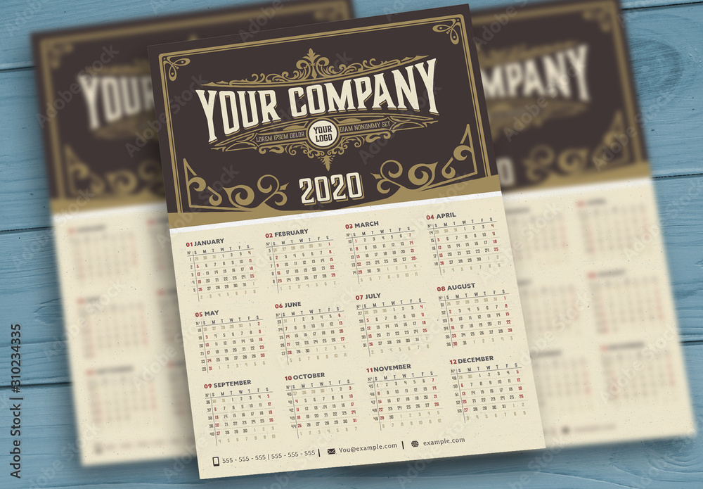 Vintage Calendar Layout Stock Template | Adobe Stock