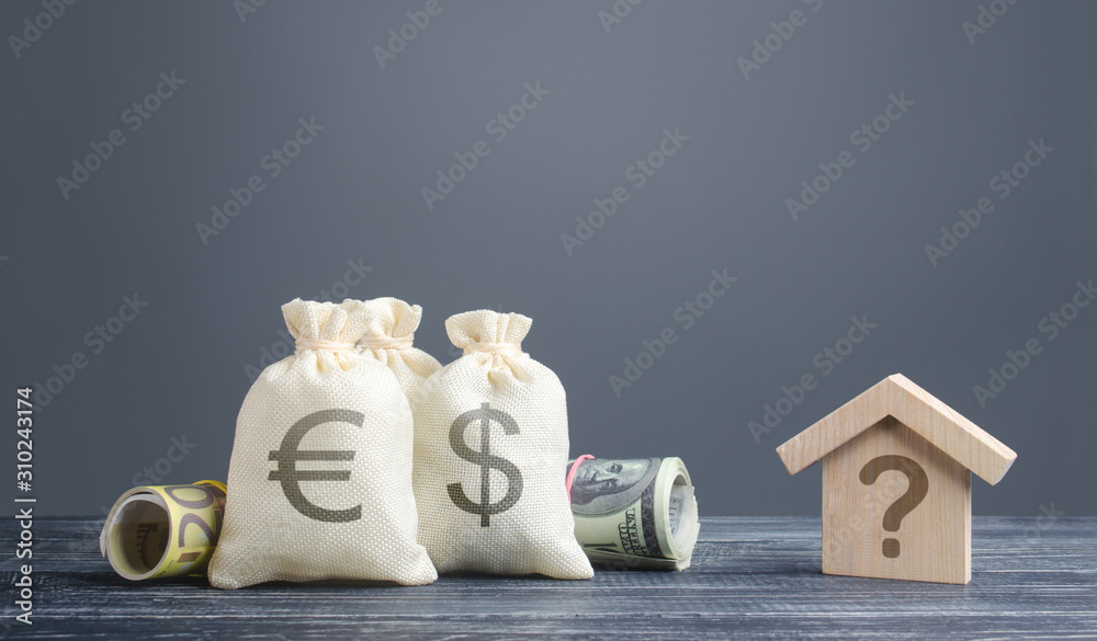 Poster Money bags and a house with a question mark – Wall Art | UkPosters