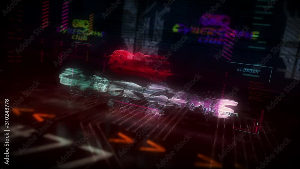 Cyber game club futuristic cyberpunk style animation. Abstract modern ...
