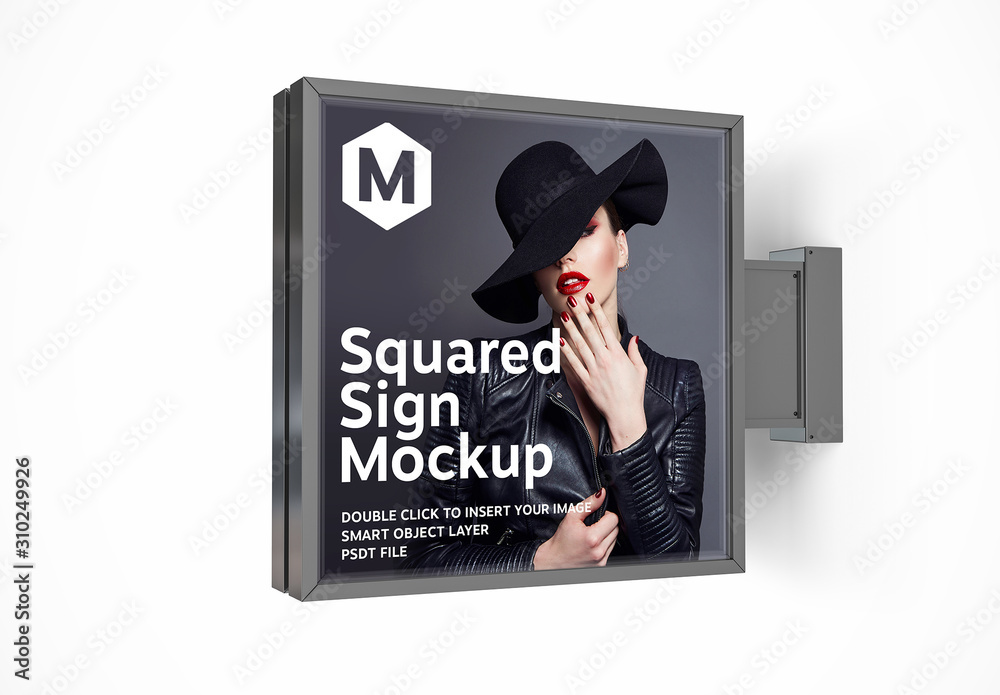 Squared Sign Mockup on White Background Stock Template | Adobe Stock