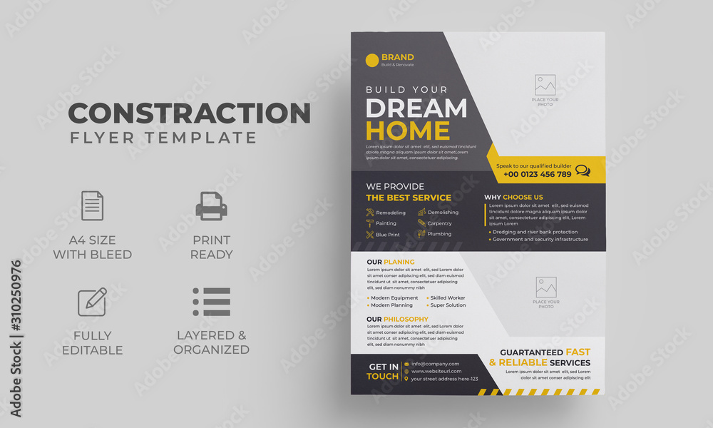 Creative Construction Flyer | Modern Construction Poster, Brochure ...