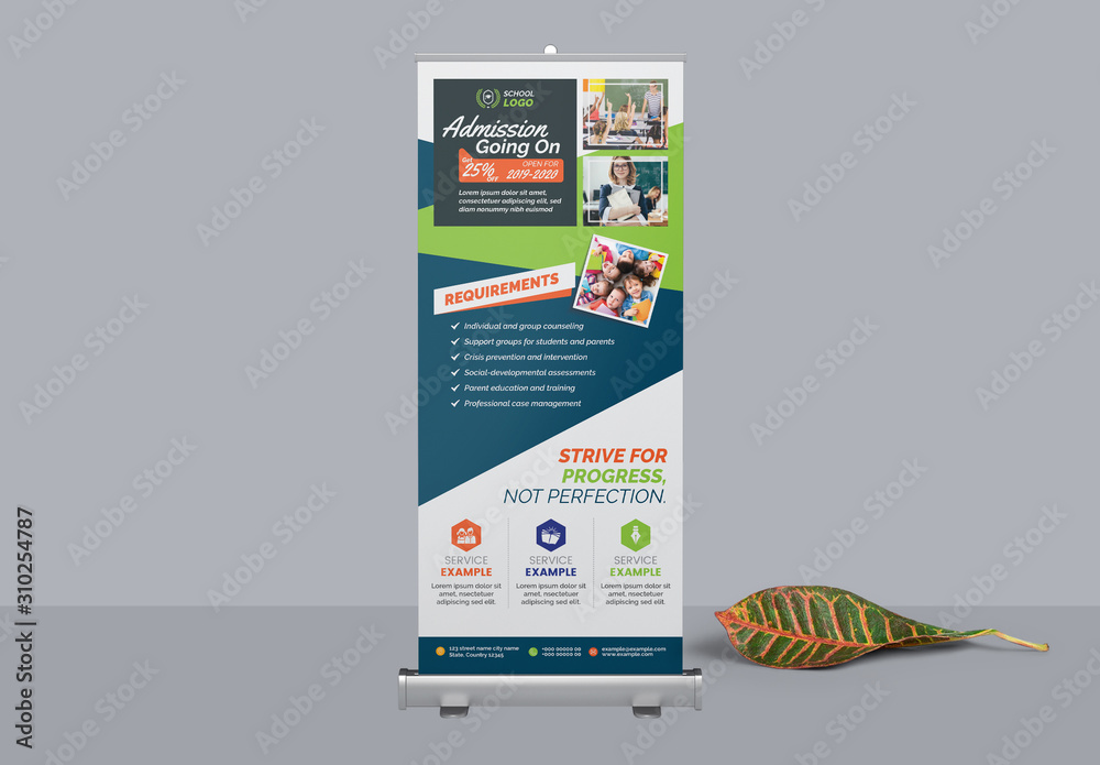 University Rollup Banner Layout with Green Accents Stock Template ...