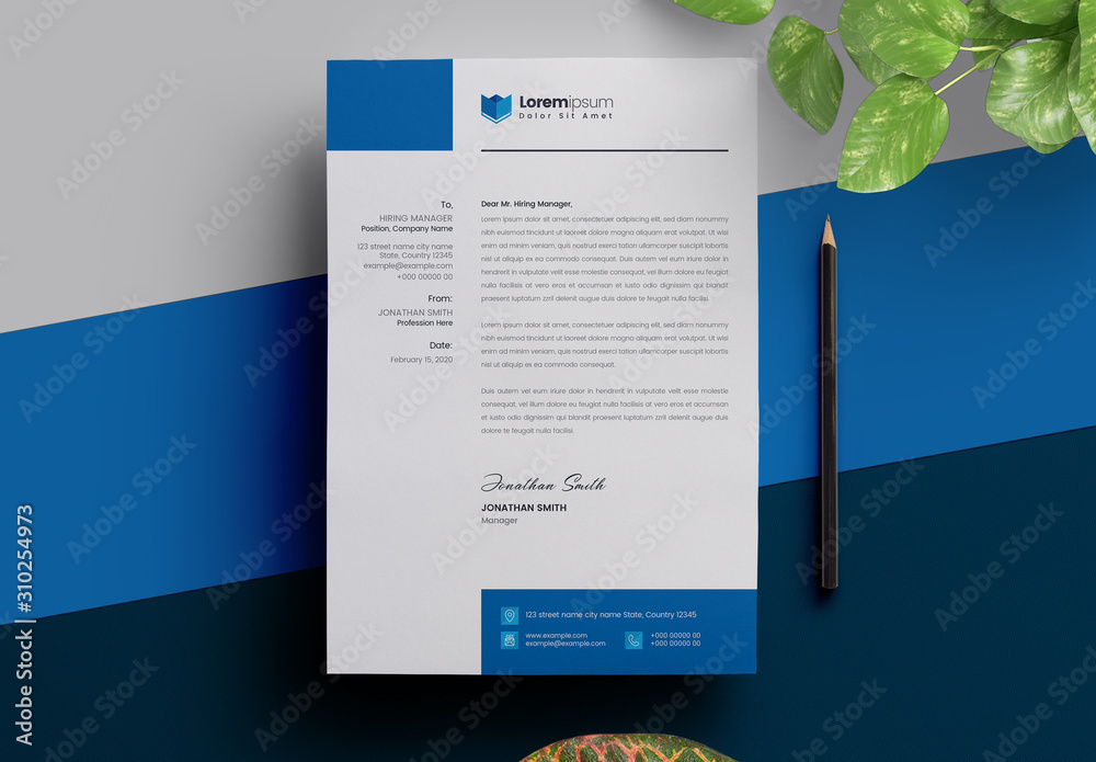 Blue Letterhead Template Stock Template | Adobe Stock