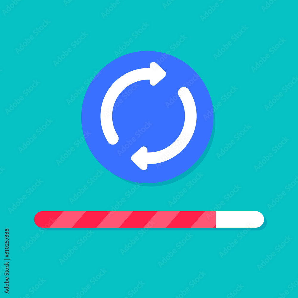 Updating or upgrading process icon with progress bar or synchronize ...