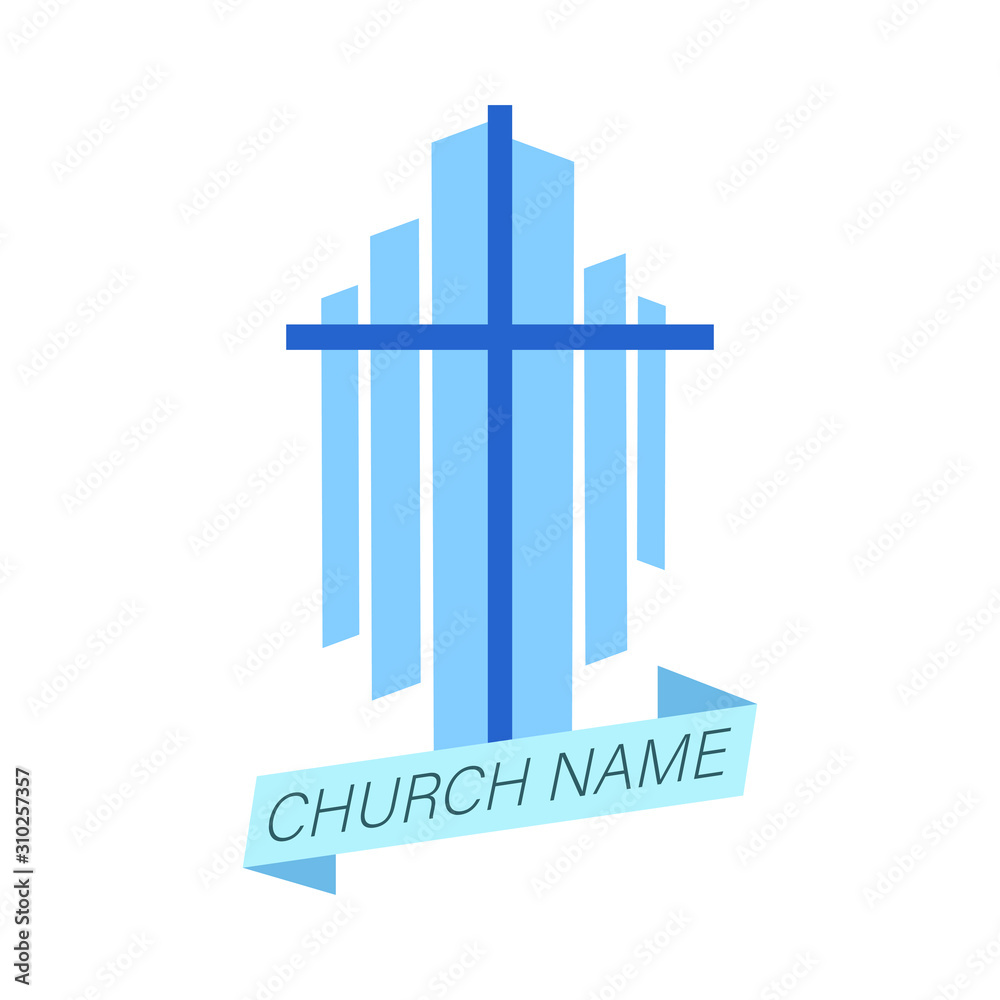 Church vector logo. Christian symbol. The Cross of Jesus in blue color ...