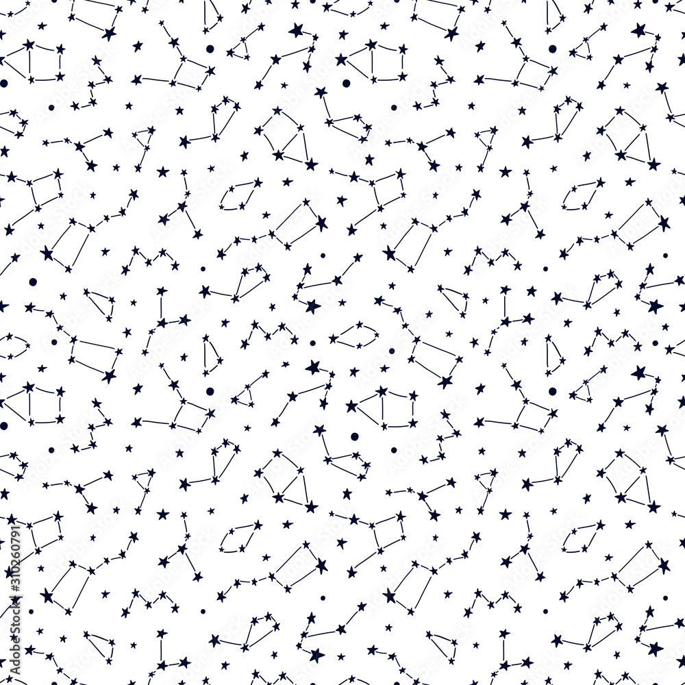 Universe texture design. Stylized night sky seamless pattern with ...