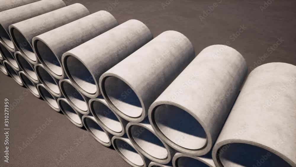 3d construction of concrete rings for site design. Construction ...