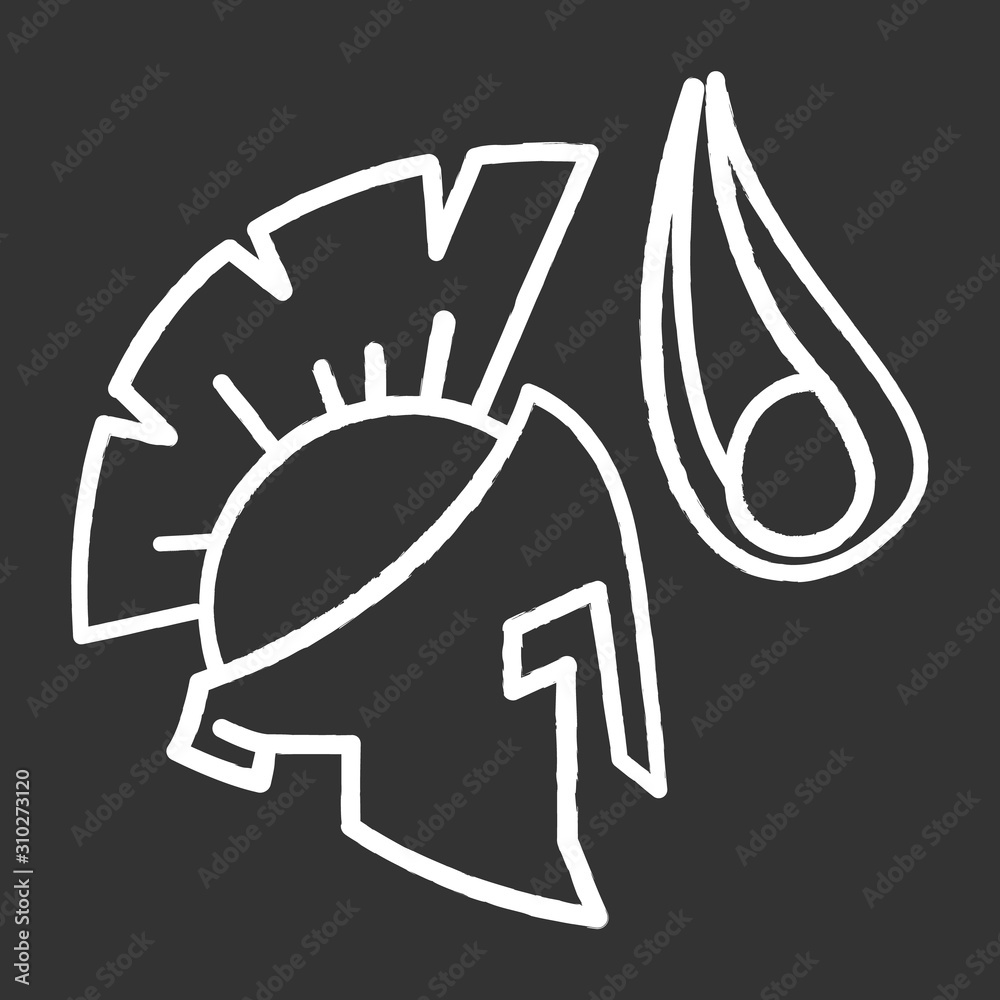 David and Goliath Bible story chalk icon. Legendary giant warrior ...