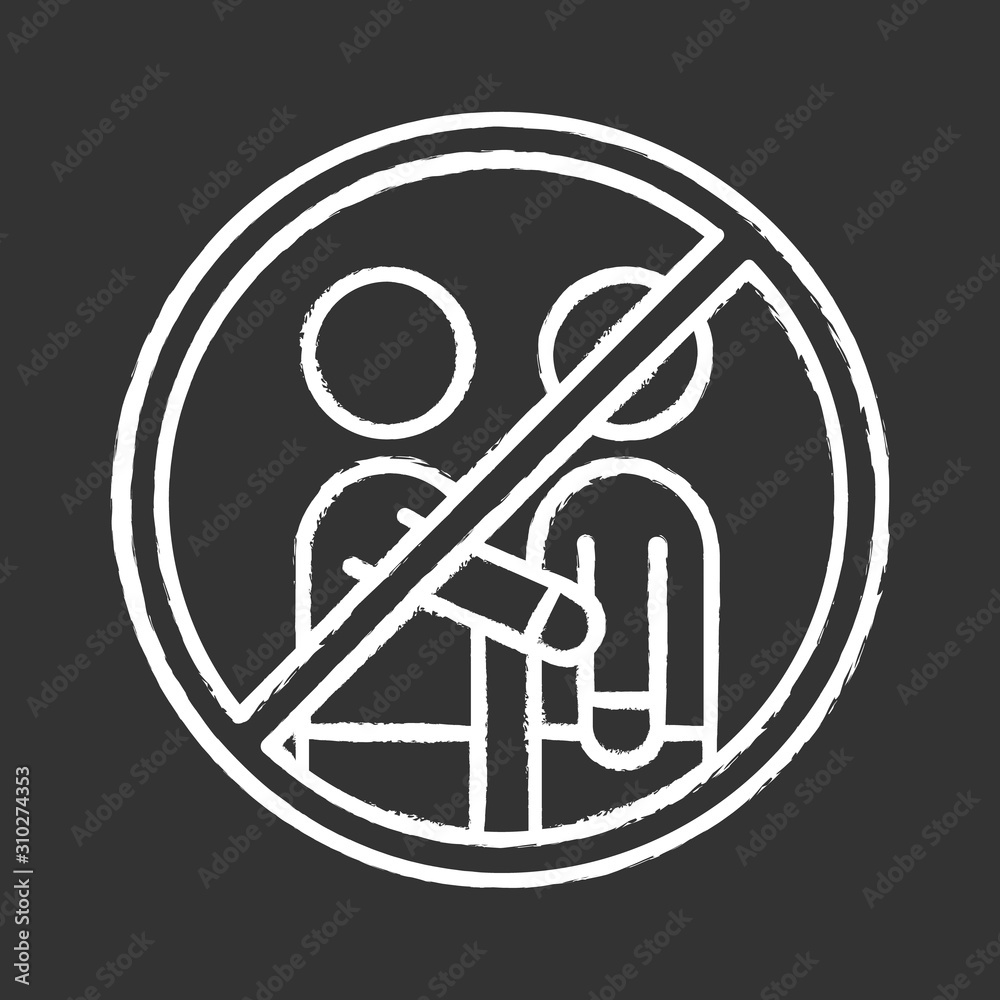 Avoid contact with people chalk icon. No human touch. Stop virus spread ...