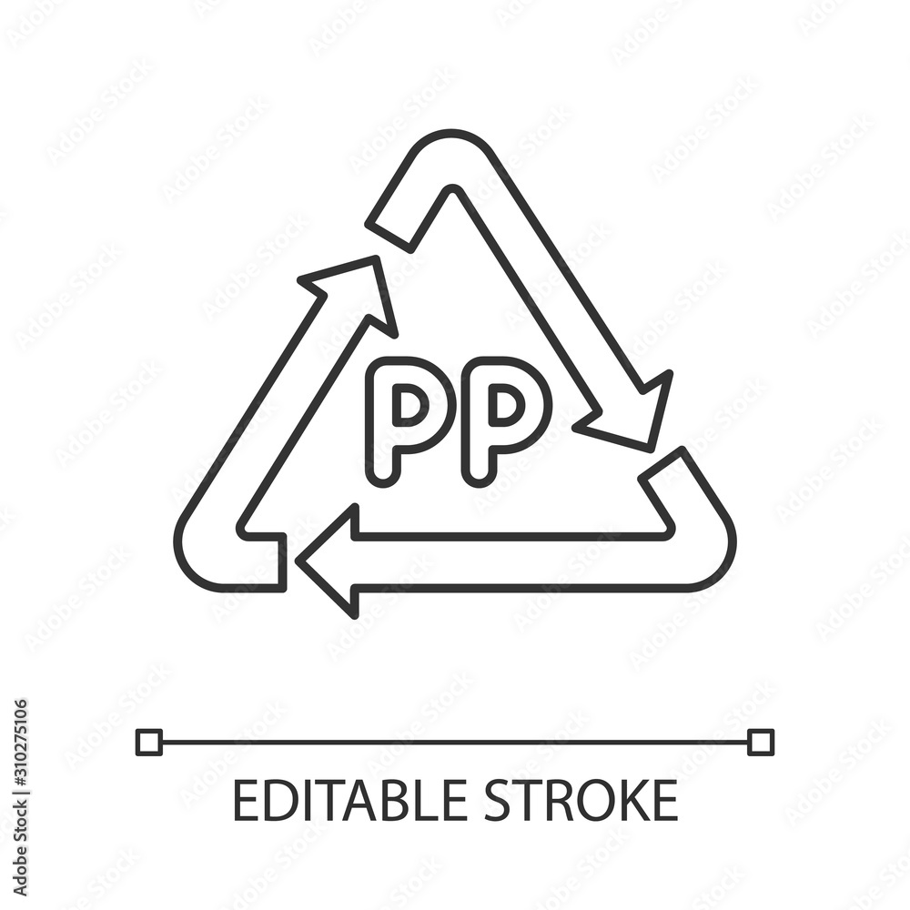 PP symbol neon linear icon. Thermoplastic polymer marking. Resin ...