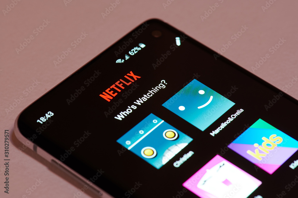 Using netflix app on smartphone Stock Photo | Adobe Stock