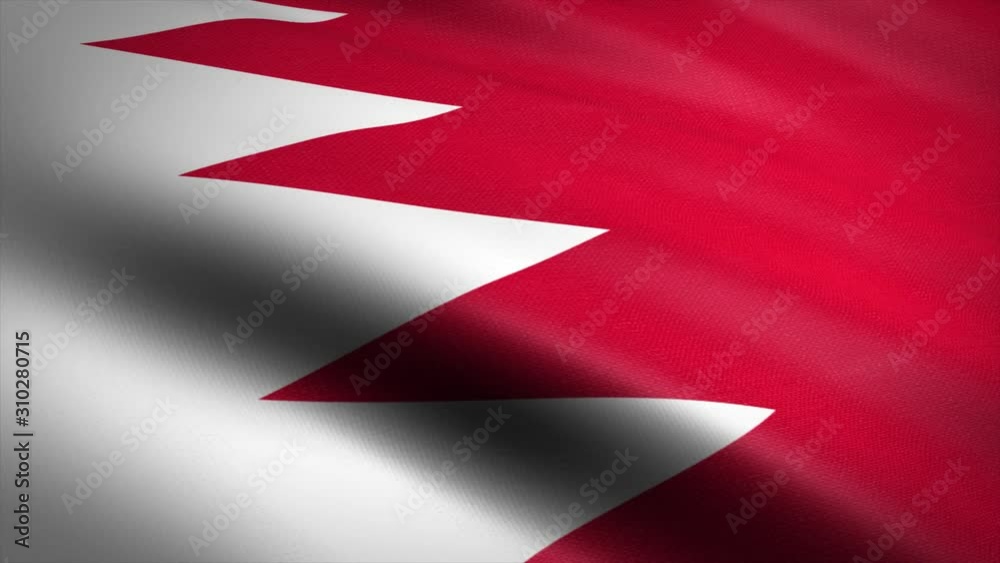 Bahrain Flag Closeup Loop - waving flag with highly detailed fabric ...