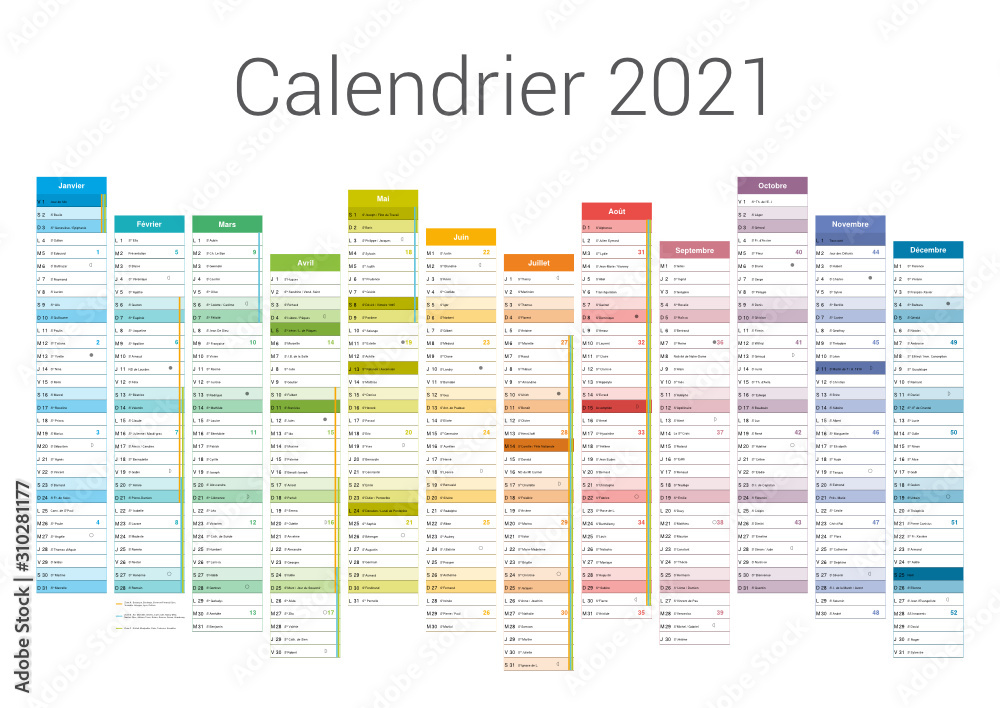 Format A3 - Calendrier 2021 pour entreprise avec logo sur 12 mois ...